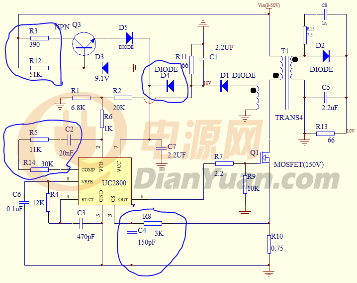UC2843反激电源出现问题。-电源网