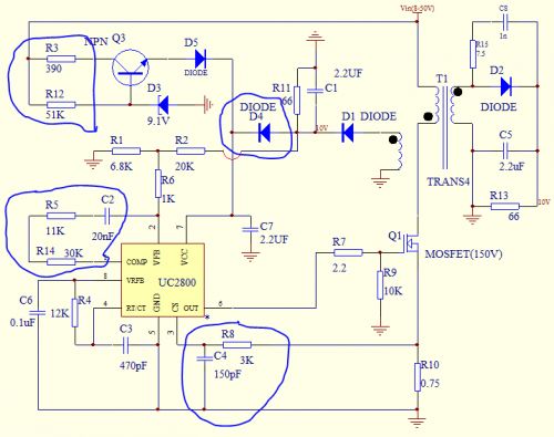 UC2843反激电源出现问题。-电源网